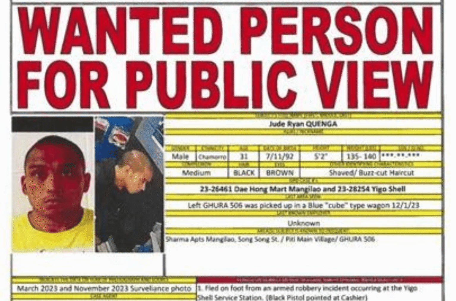 Man wanted in armed robbery case - Marianas Variety News & Views