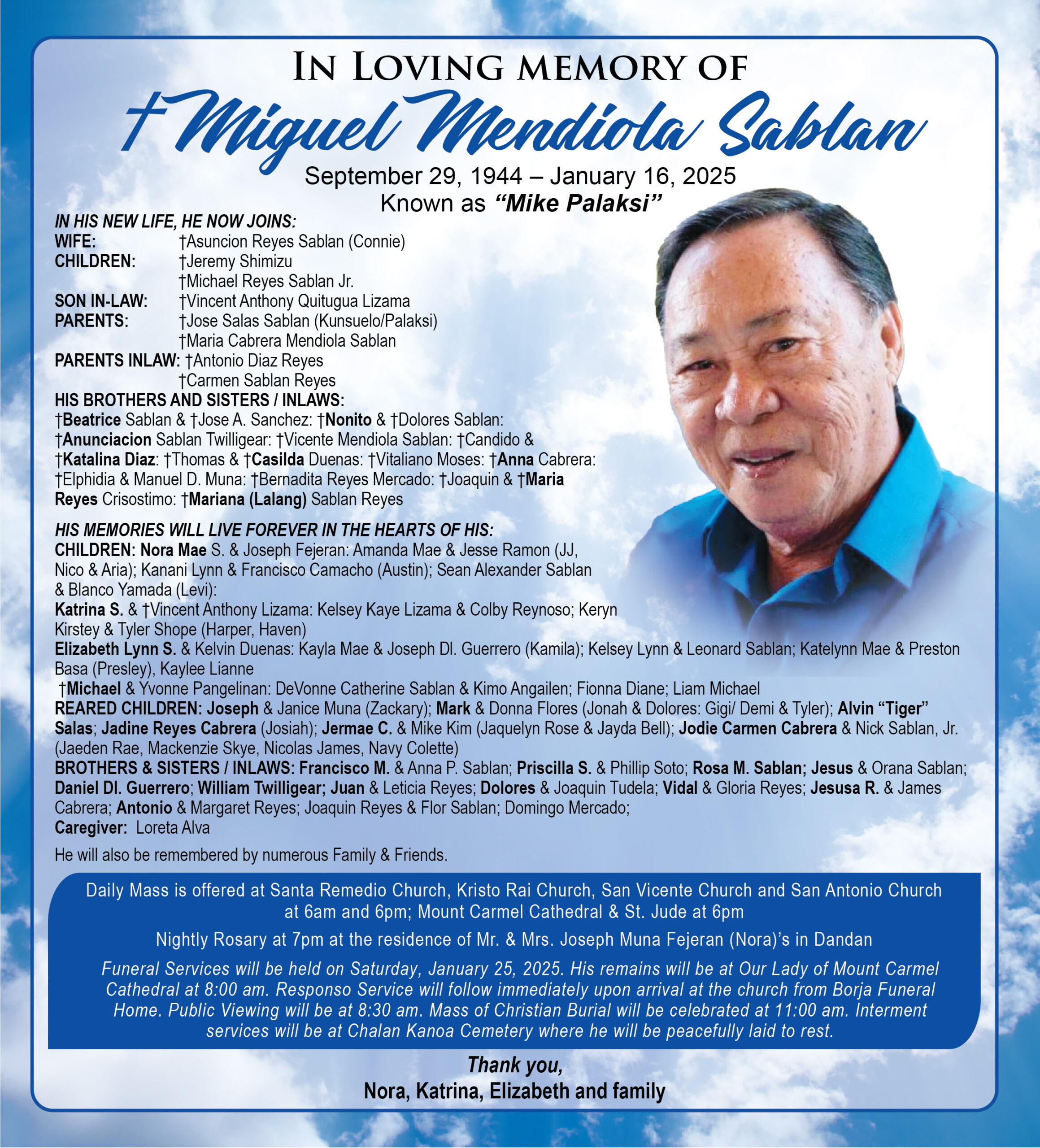 †Miguel Mendiola Sablan "Mike Palaksi" - Marianas Variety News & Views