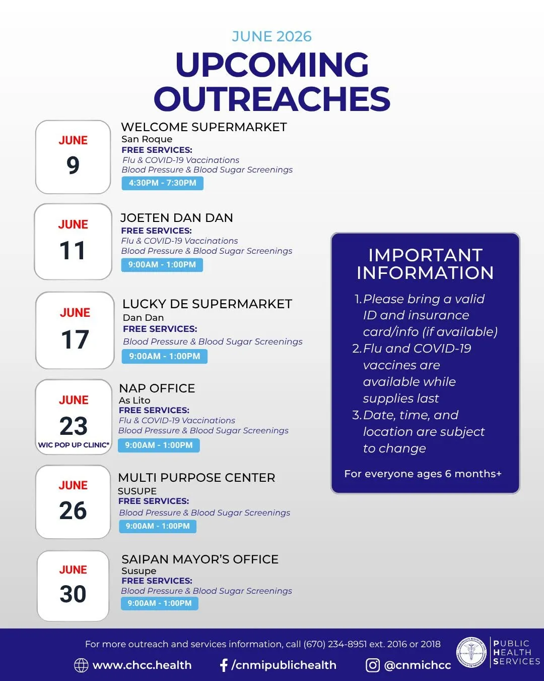 CHCC: Upcoming outreaches - Marianas Variety News & Views